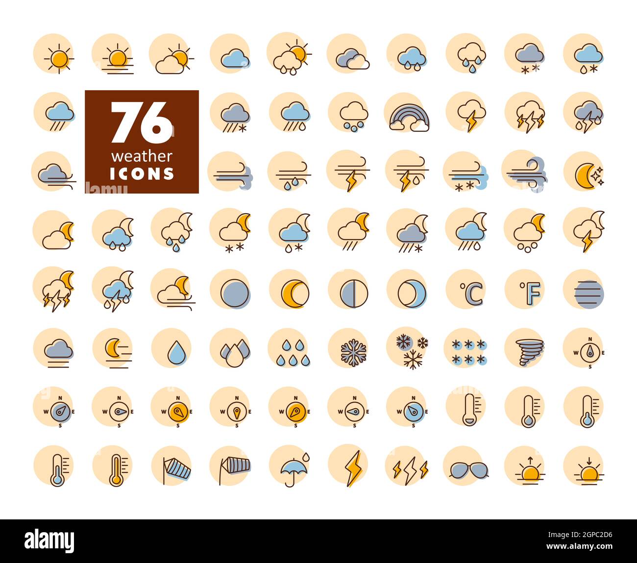 Vector weather forecast icon set. Meteorology sign. Graph symbol for ...