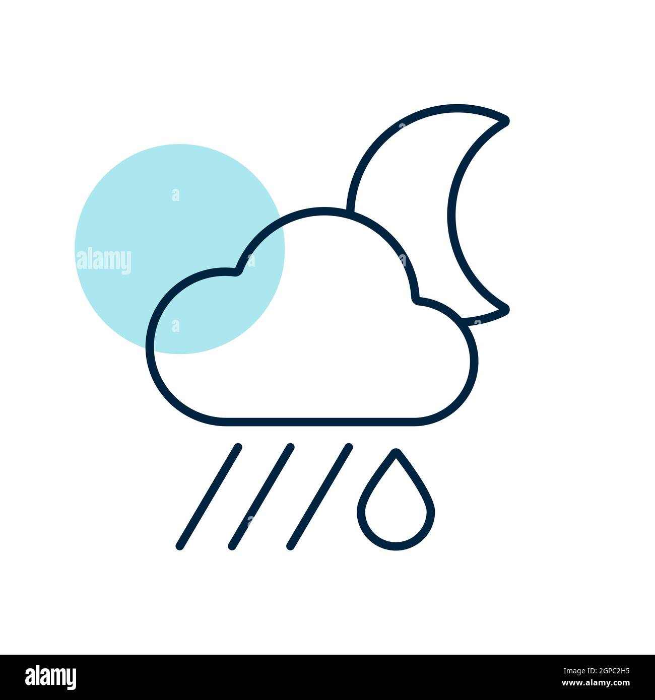 Raincloud with raindrop moon icon. Meteorology sign. Graph symbol for ...
