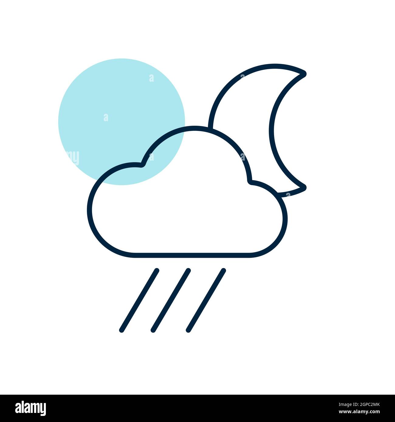 Raincloud with moon icon. Meteorology sign. Graph symbol for travel ...