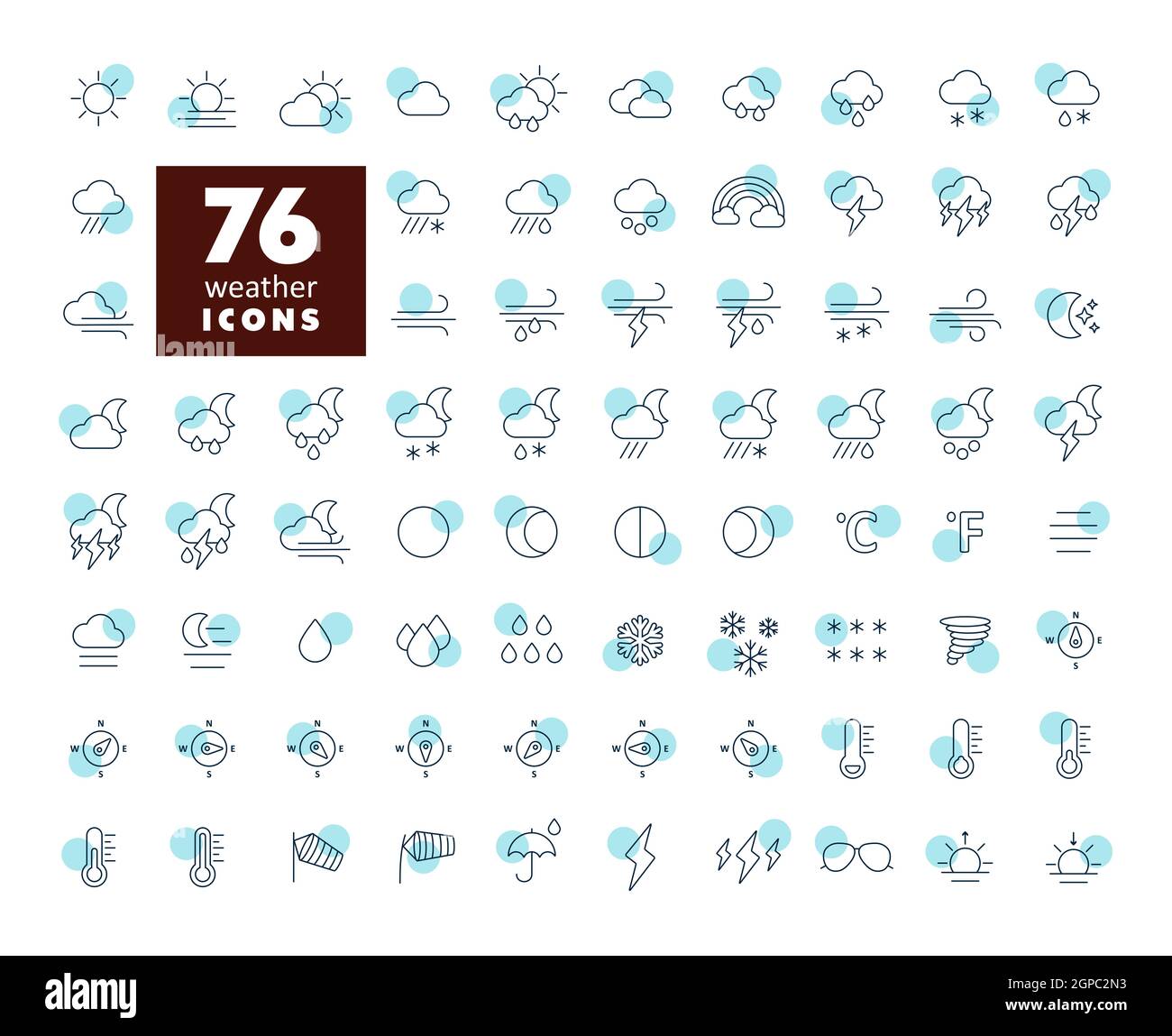 Vector weather forecast icon set. Meteorology sign. Graph symbol for ...