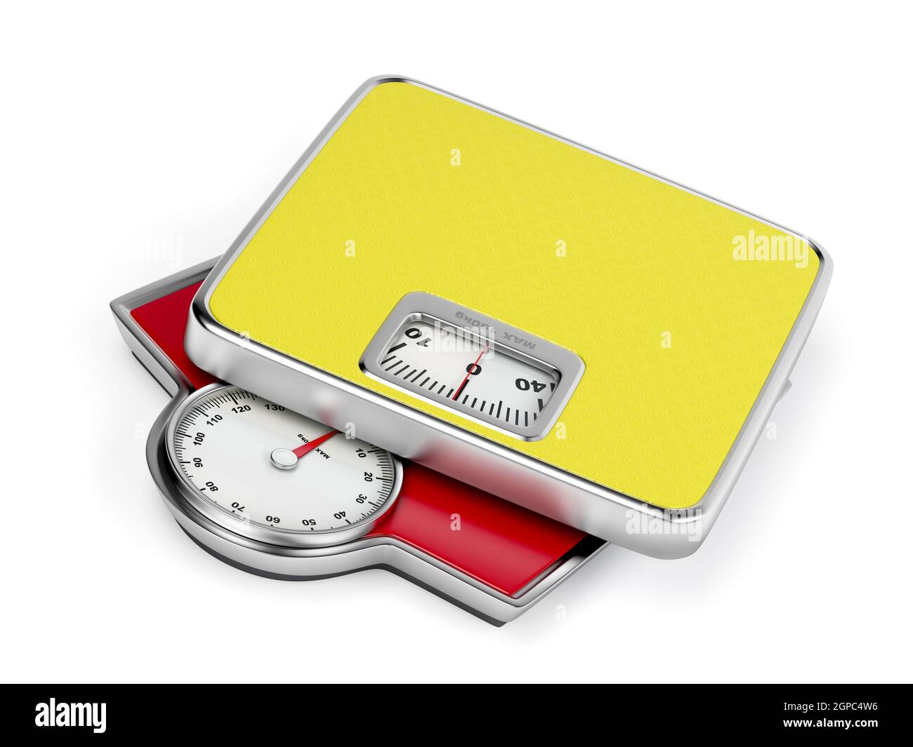 Two weighing scales with different design on white background Stock ...