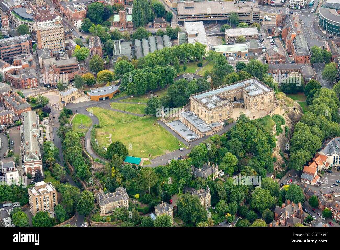 Aerial shot of Nottingham Castle, Nottinghamshire England UK Stock ...