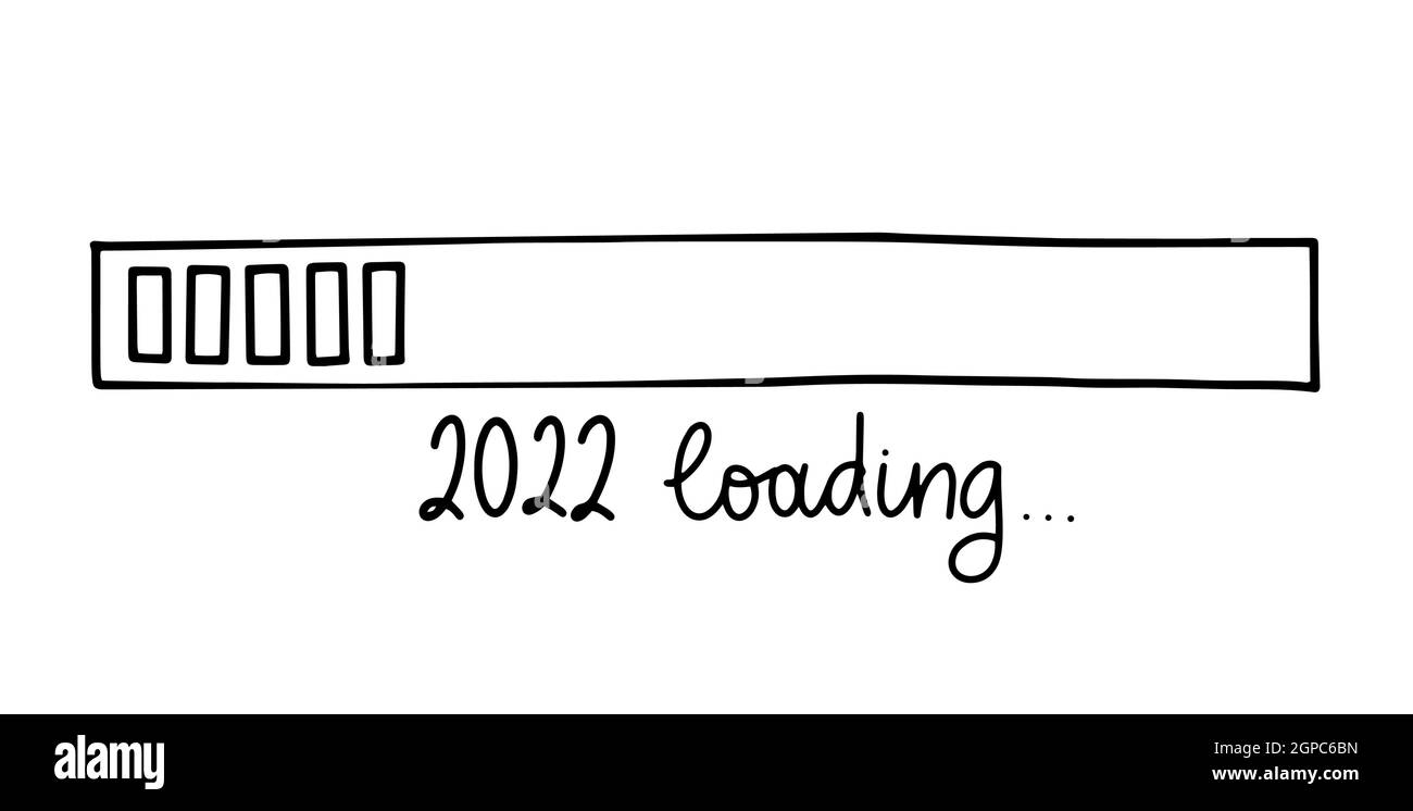 Progress bar in doodle sketch style. 2022 Loading icon image. Hand ...