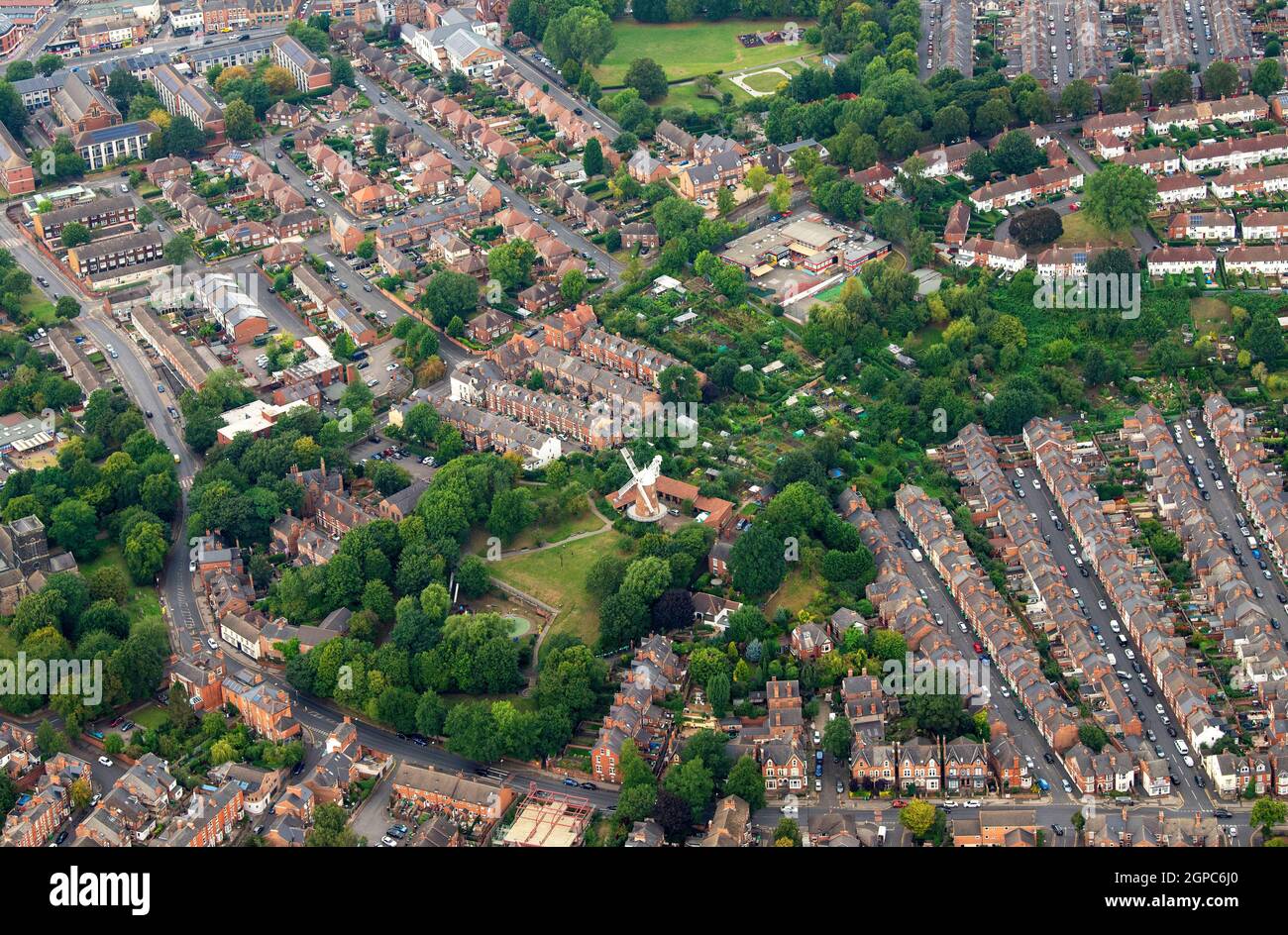 Aerial shot of Green's Windmill and Sneinton in Nottingham ...