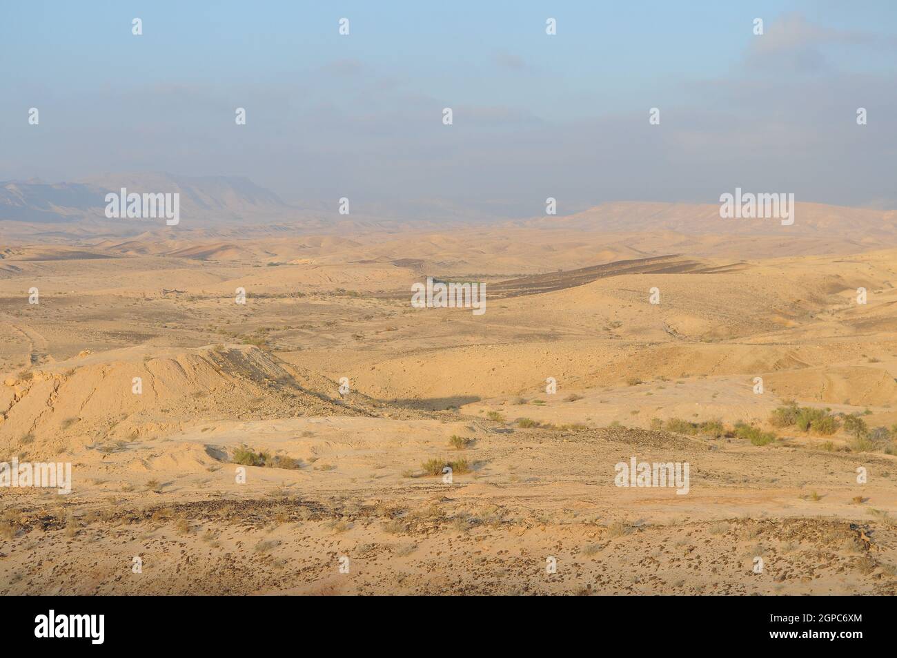 Desert landscape at sunrise. Hiking desert part of Israel National ...