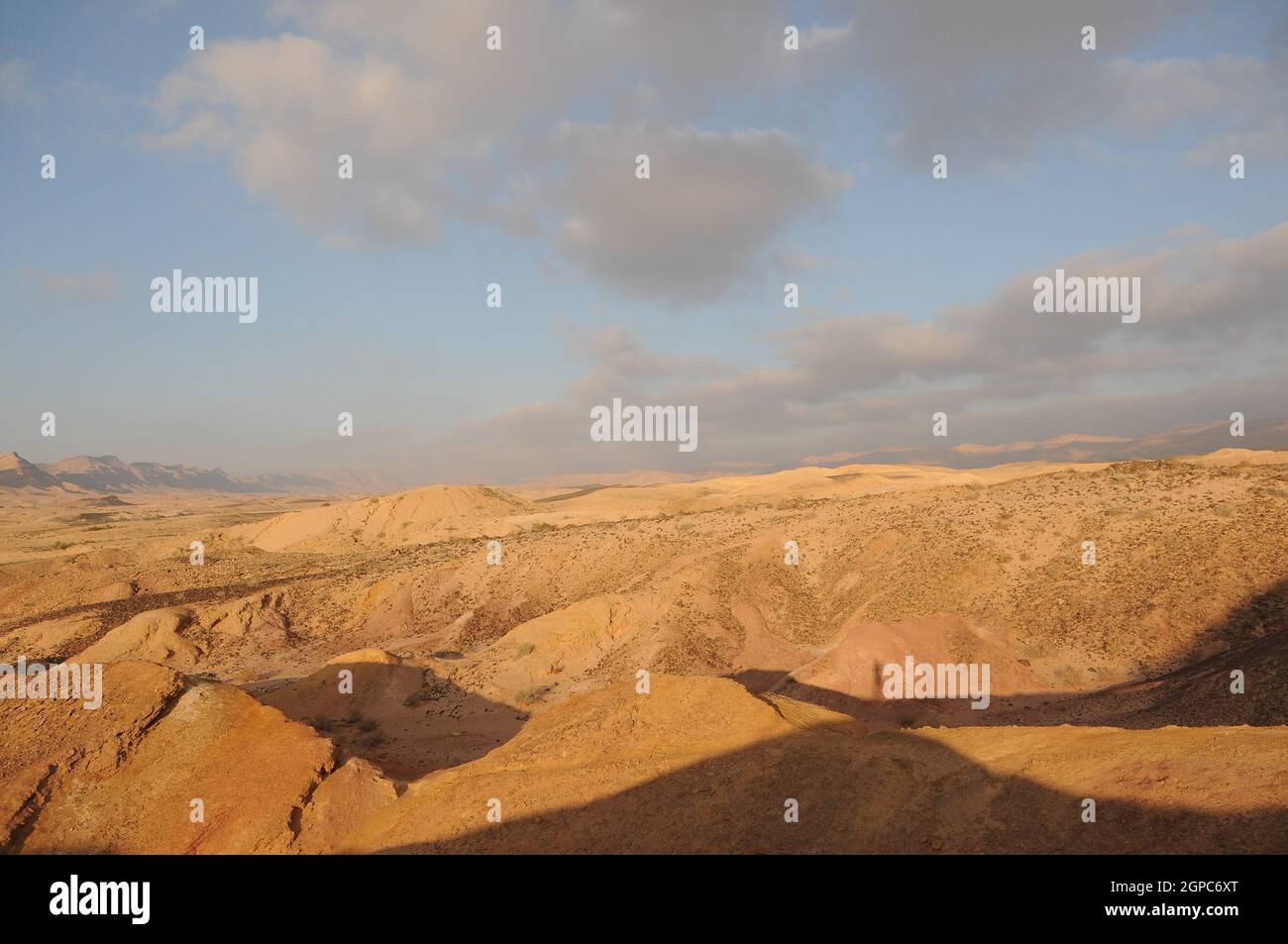 Desert landscape at sunrise. Hiking desert part of Israel National ...