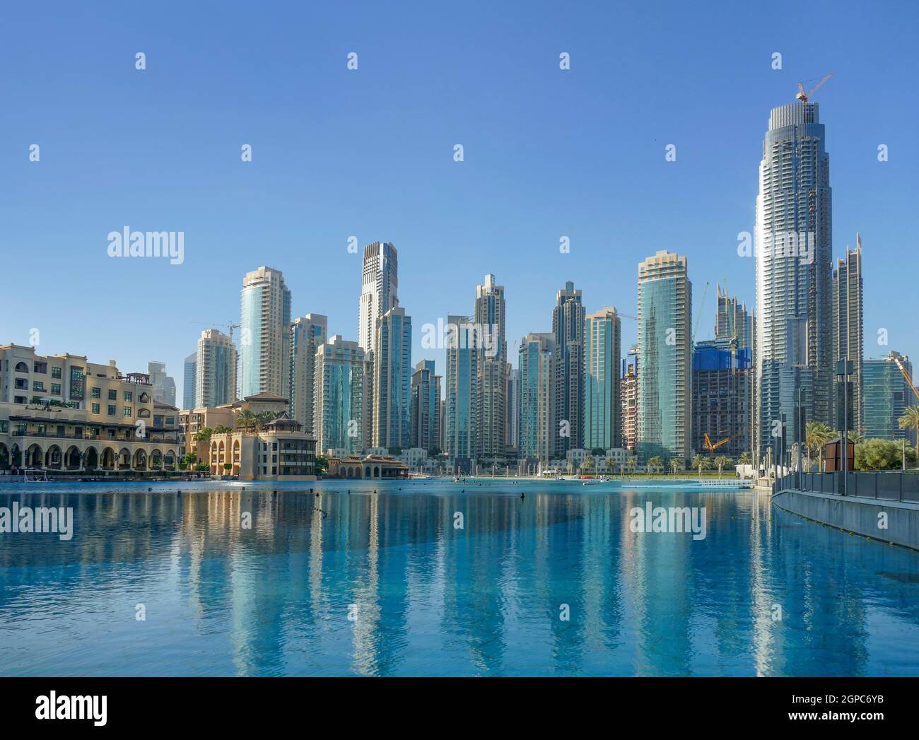 Scenery around the Burj Khalifa park in Dubai, the most populous city ...