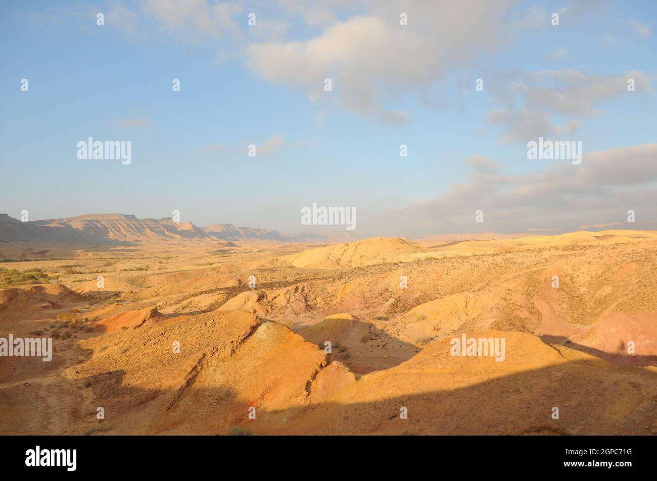 Desert landscape at sunrise. Hiking desert part of Israel National ...