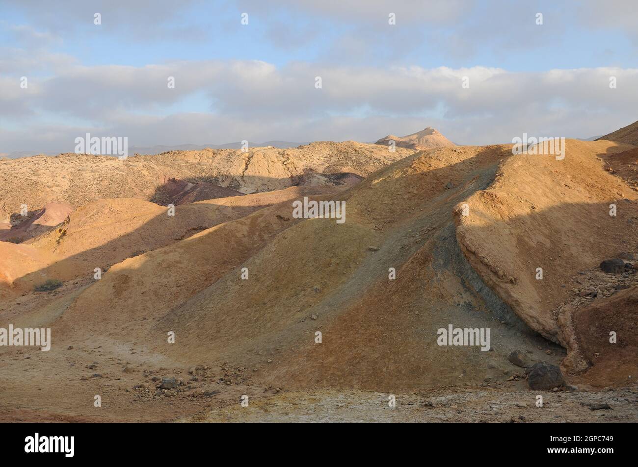 Desert landscape at sunrise. Hiking desert part of Israel National ...