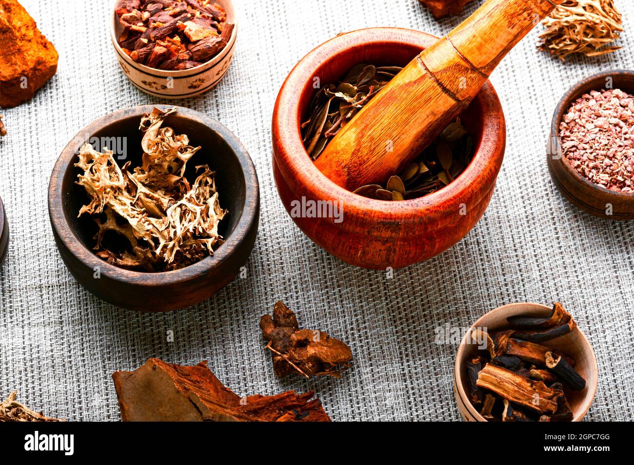 Medicinal herbs in herbal medicine.Healing plants.Chinese herbal ...