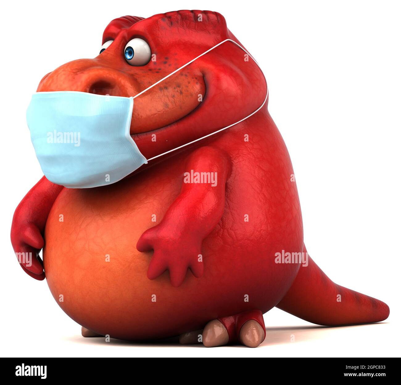 Fun cartoon dinosaur with a mask Stock Photo - Alamy