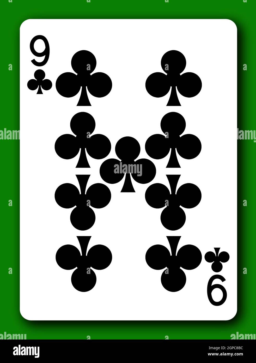 A 9 Nine of Clubs playing card with clipping path to remove background ...