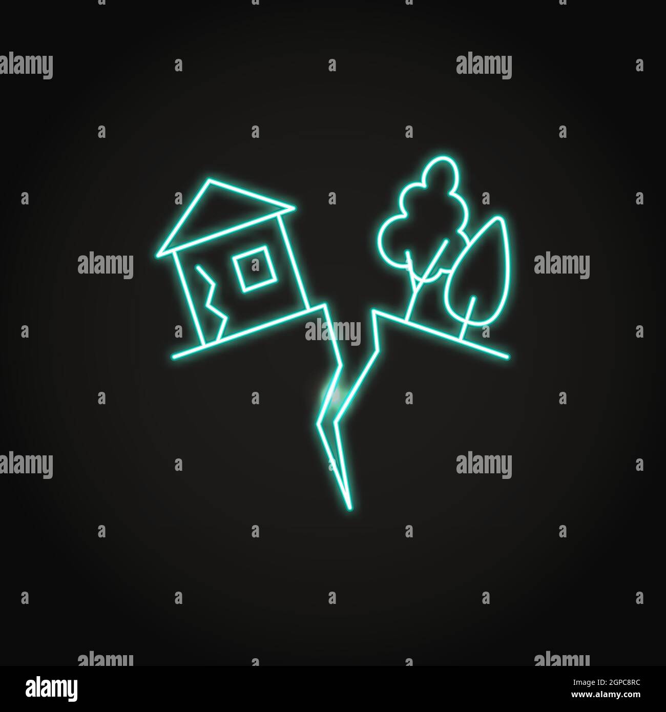 Neon earthquake icon in line style. Vector illustration Stock Vector ...