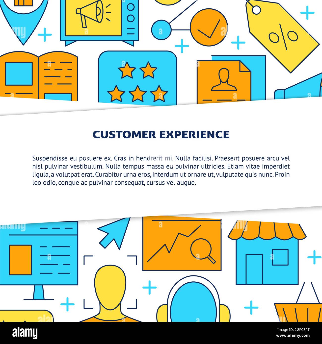 Customer experience banner with place for text. Marketing and feedback ...