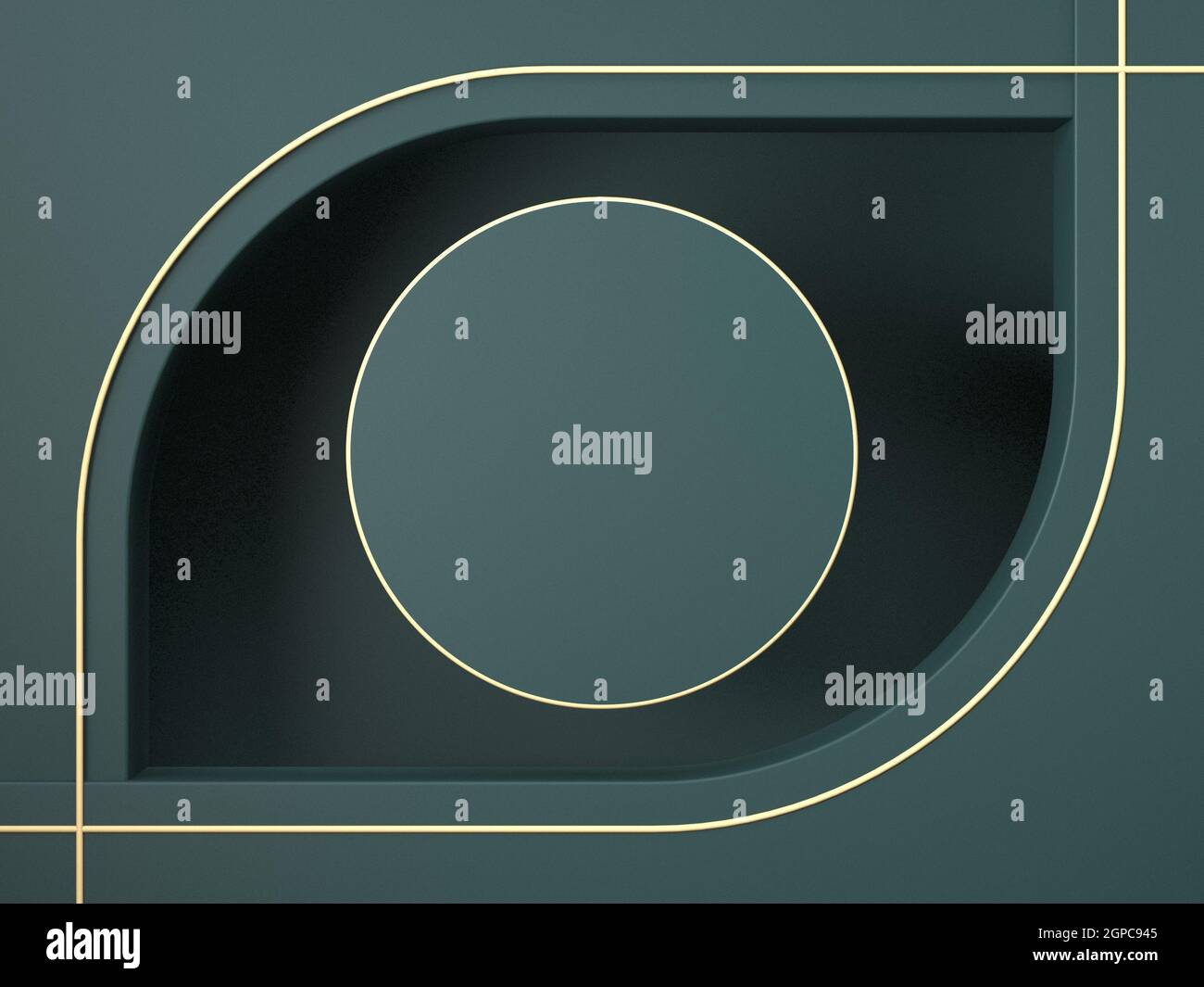 Mock up circle with golden outlines for product presentation 3D render ...