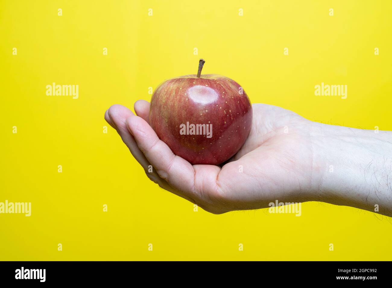 An apple in the hand Stock Photo - Alamy