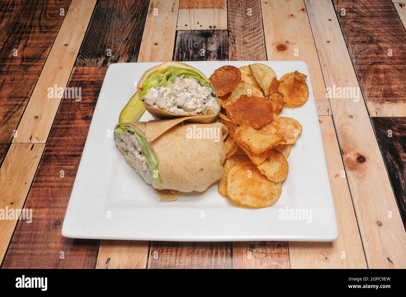 Delicious American lunch cuisine known as the chicken salad wrap Stock ...