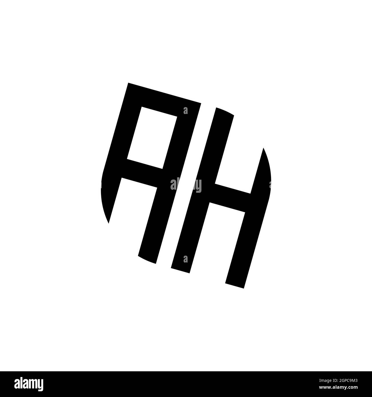 AH logo with golden diamond shape style vector, monogram geometric ...