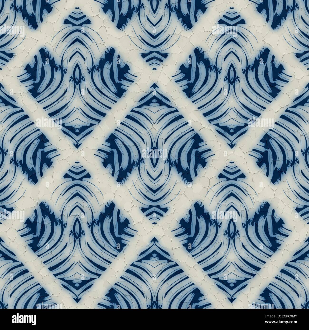 Seamless blue and white ceramic tile ornate damask pattern for surface ...