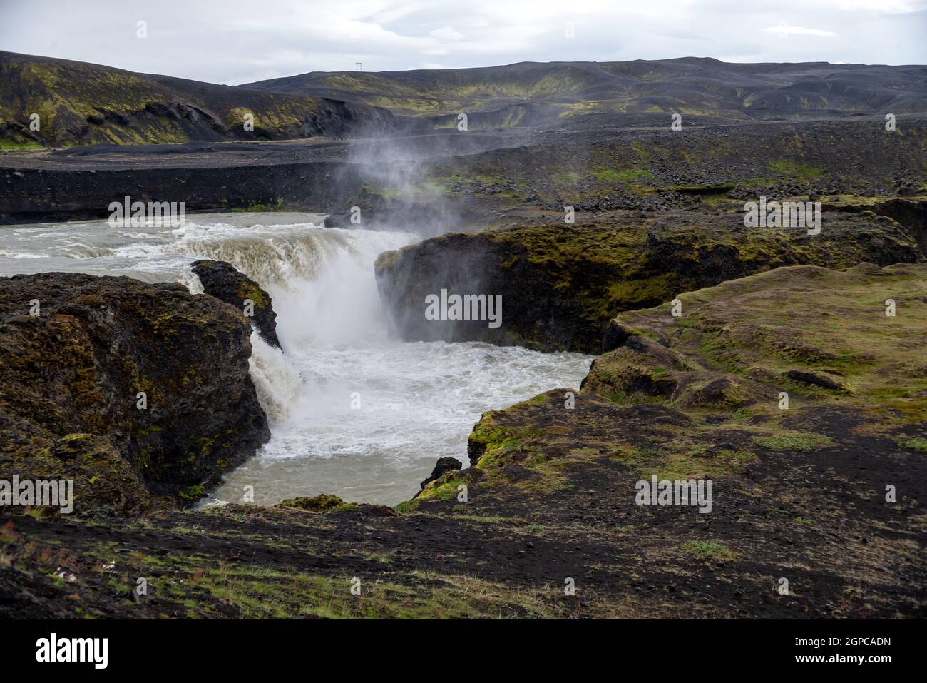 Hafragilsfoss is the very powerful waterfall on Iceland not far from ...