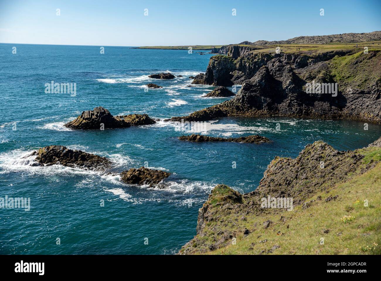 The cliffs between Arnarstapi and Hellnar in Snaefellsnes, west Iceland ...