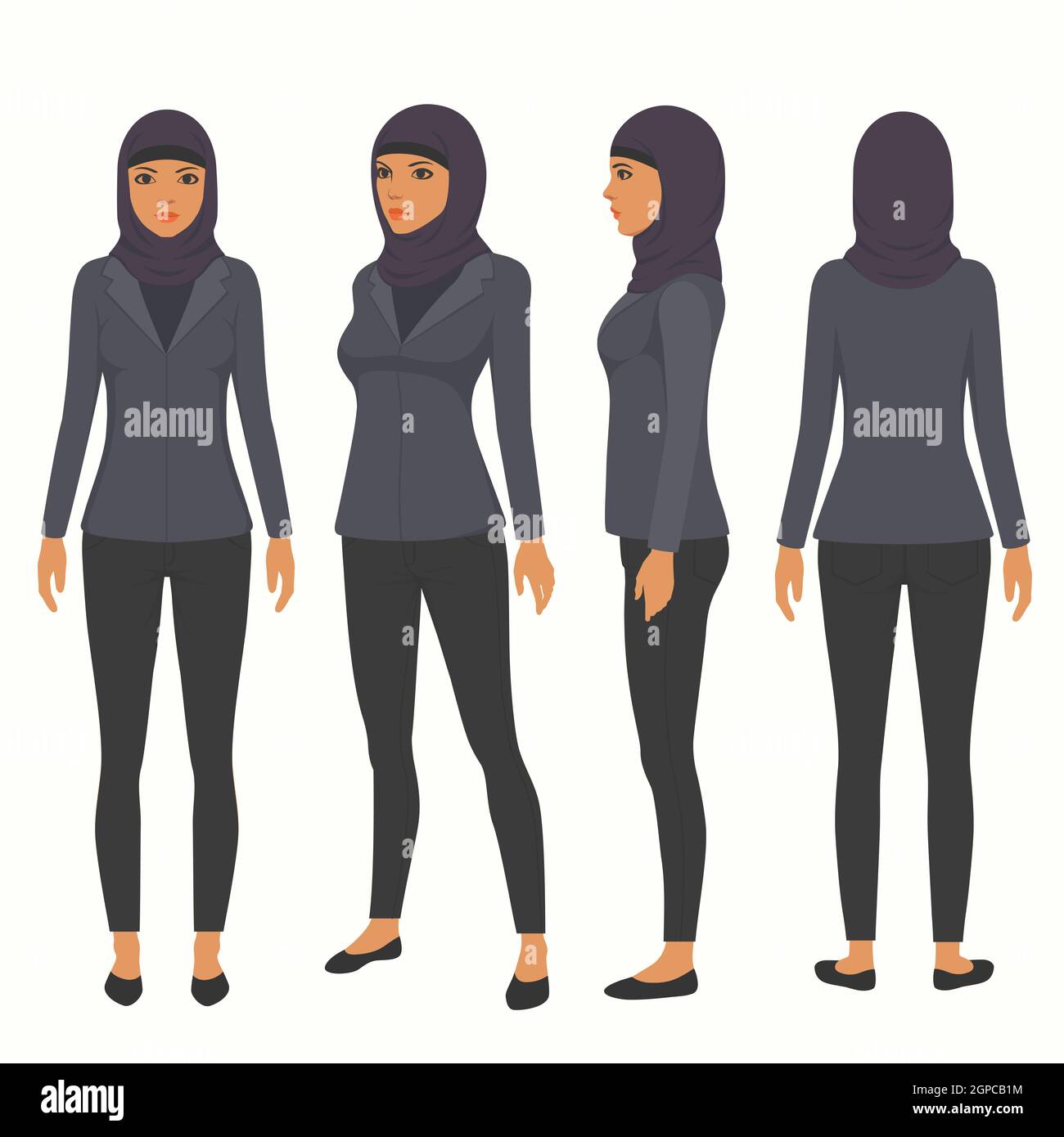 muslim woman, vector arab business character, saudi cartoon ...