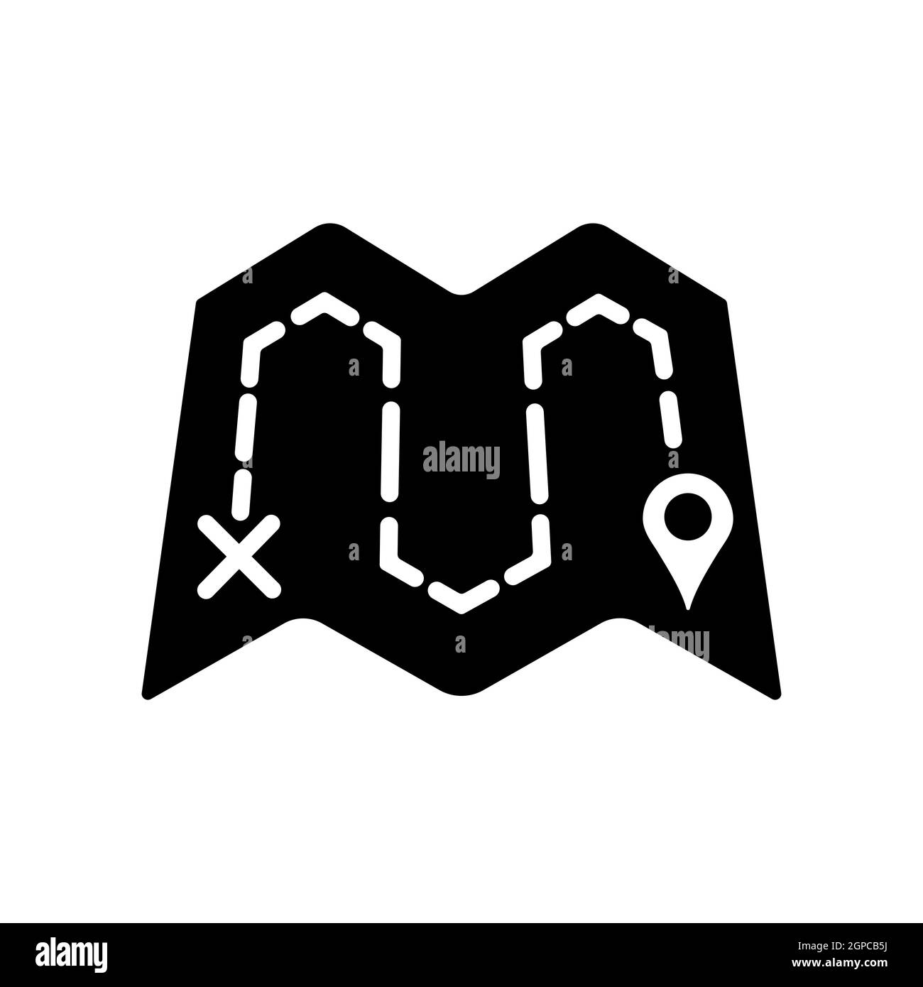 Map with route vector glyph icon. Navigation sign. Graph symbol for ...