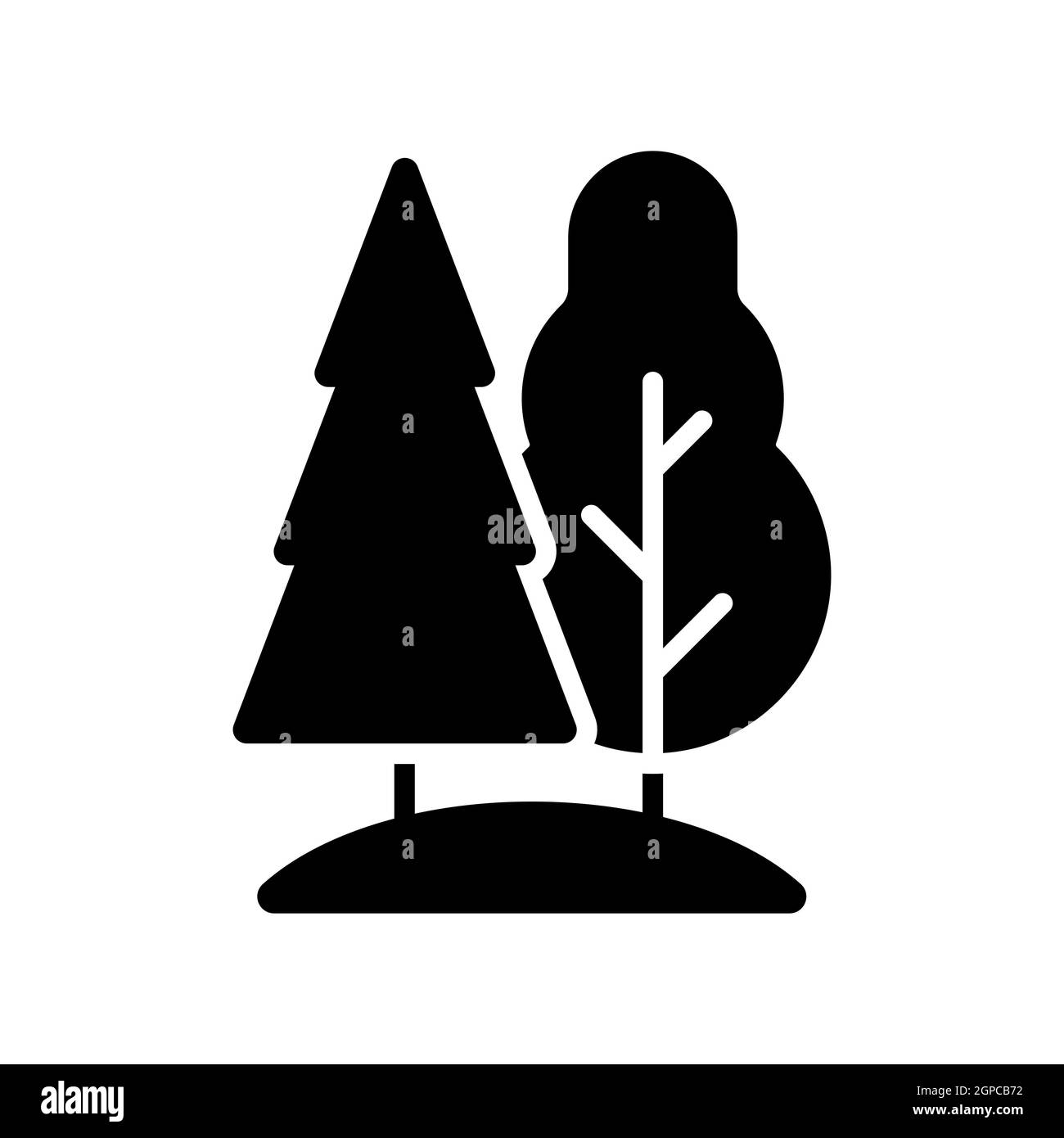 Deciduous and conifer forest vector glyph icon. Nature sign. Graph ...