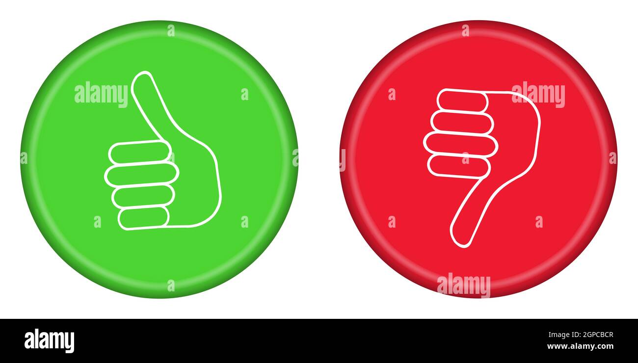 A thumbs up and down icons with clipping path 3d illustration Stock ...