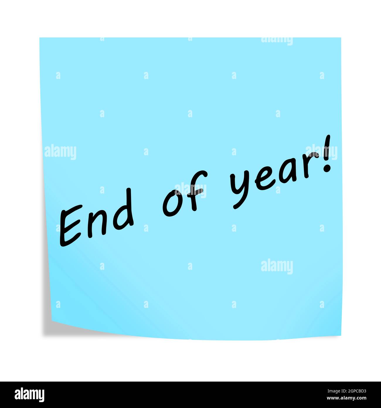 A end of year 3d illustration post note reminder on white with clipping ...