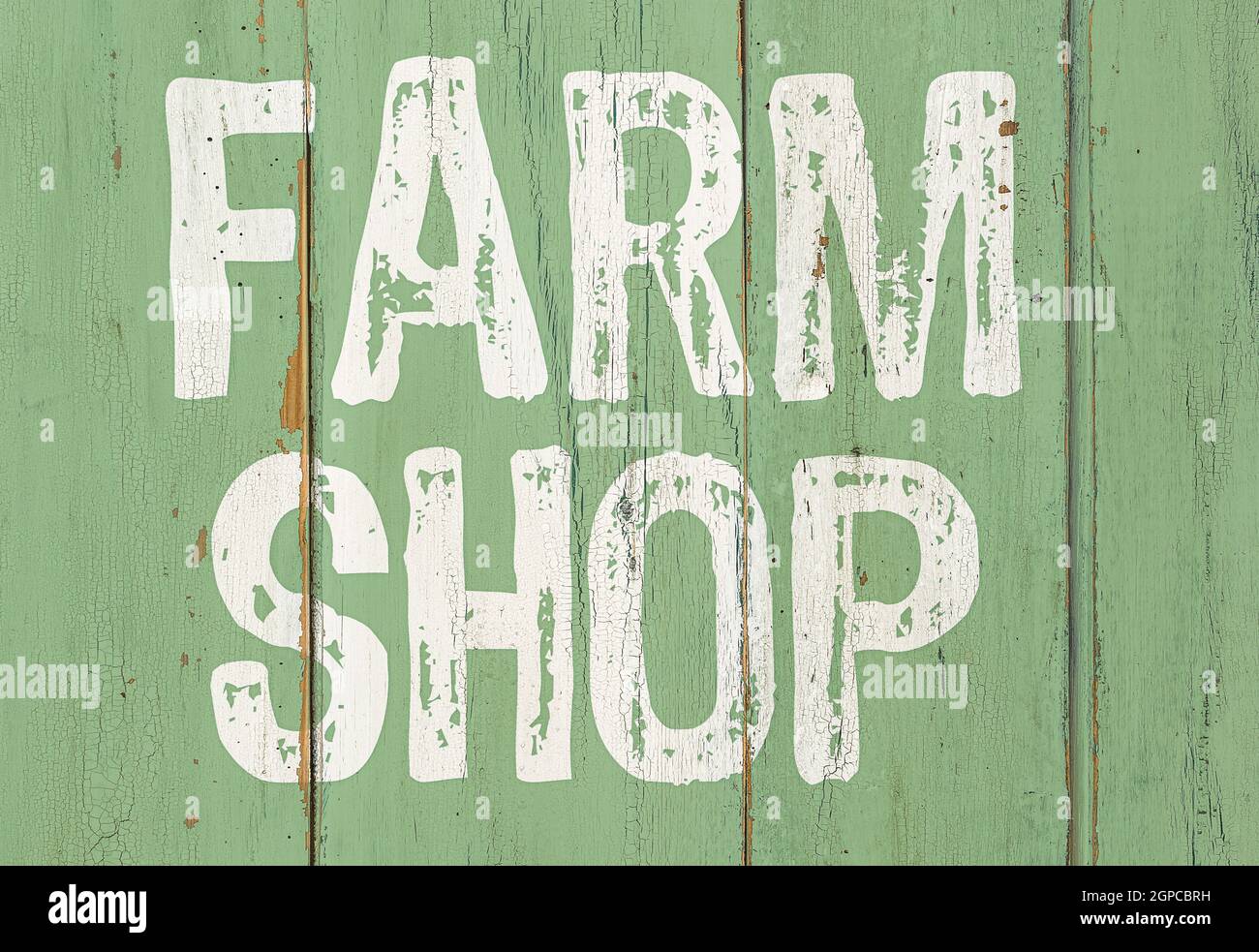 Wooden retro sign - Farm shop Stock Photo - Alamy