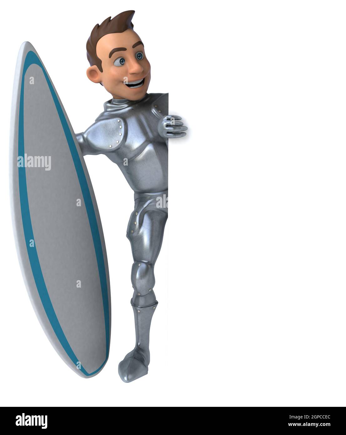 Fun 3D cartoon knight surfing Stock Photo - Alamy