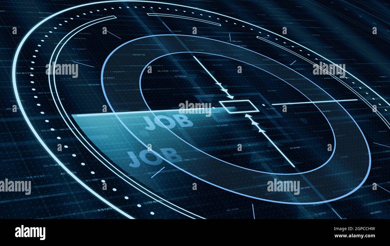 radar scanner that reveal the word 'job', concept of searching a job ...