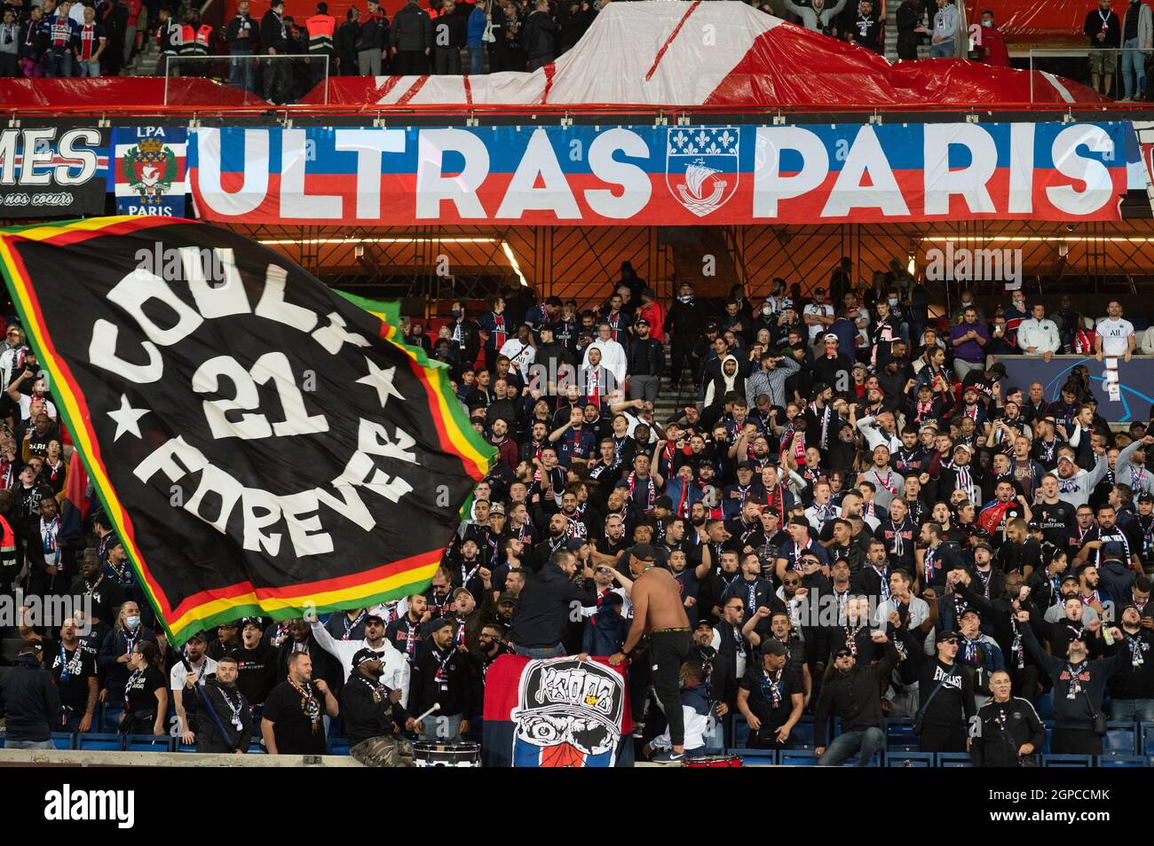 Paris Saint-Germain fans during the UEFA Champions League group A match ...