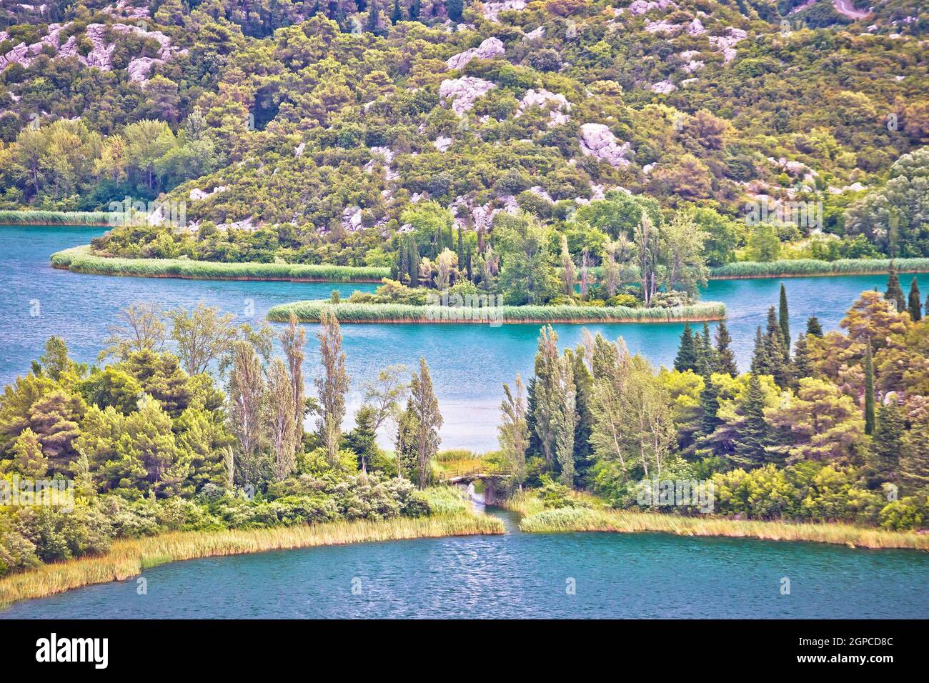 Bacina lakes landscape aerial panoramic view, southern Dalmatia region ...