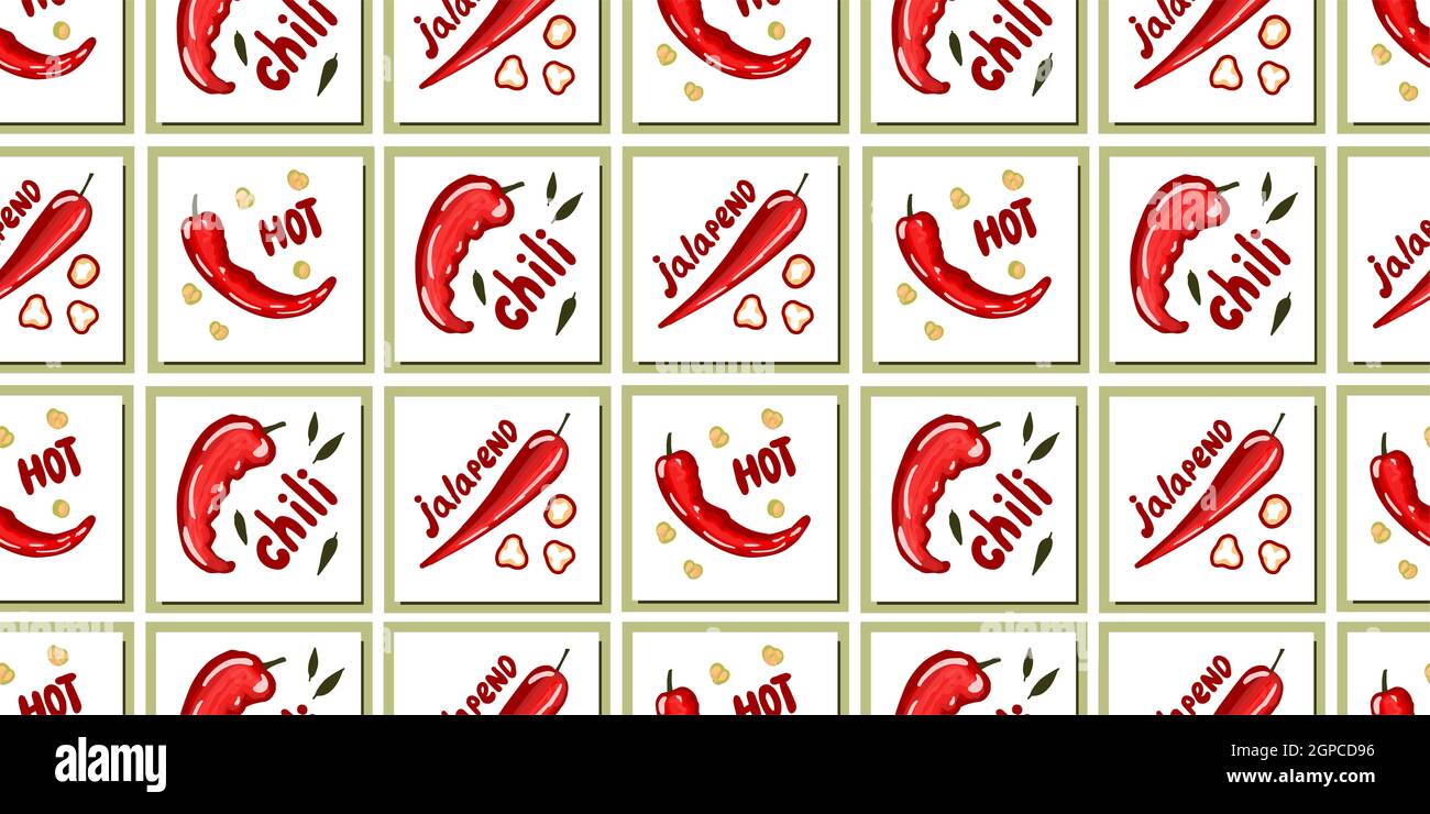 chili pepper, super hot chili. Hot peppers. seamless. Kitchen pattern ...