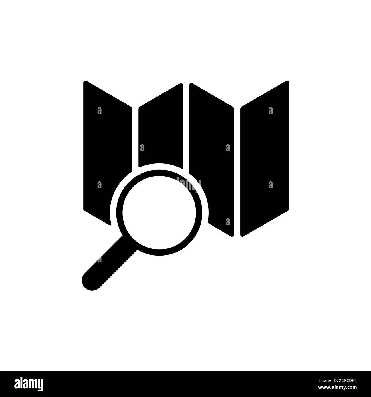 Map with magnifier vector glyph icon. Navigation sign. Graph symbol for ...