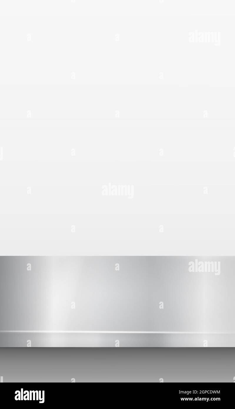 Metal kitchen countertop, iron texture, large table on a white ...