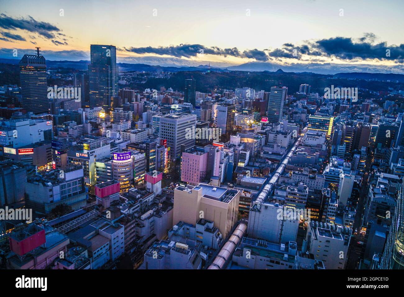 Streets of Miyagi Prefecture and Sendai (from the observatory of the ...