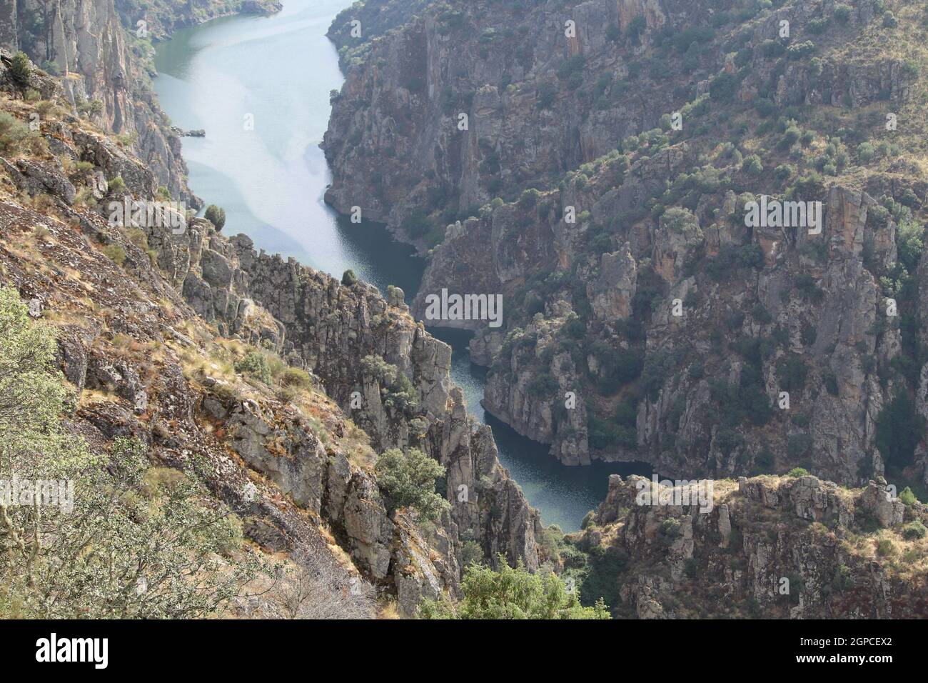 Beautiful image with a large river and some huge ravines Stock Photo ...