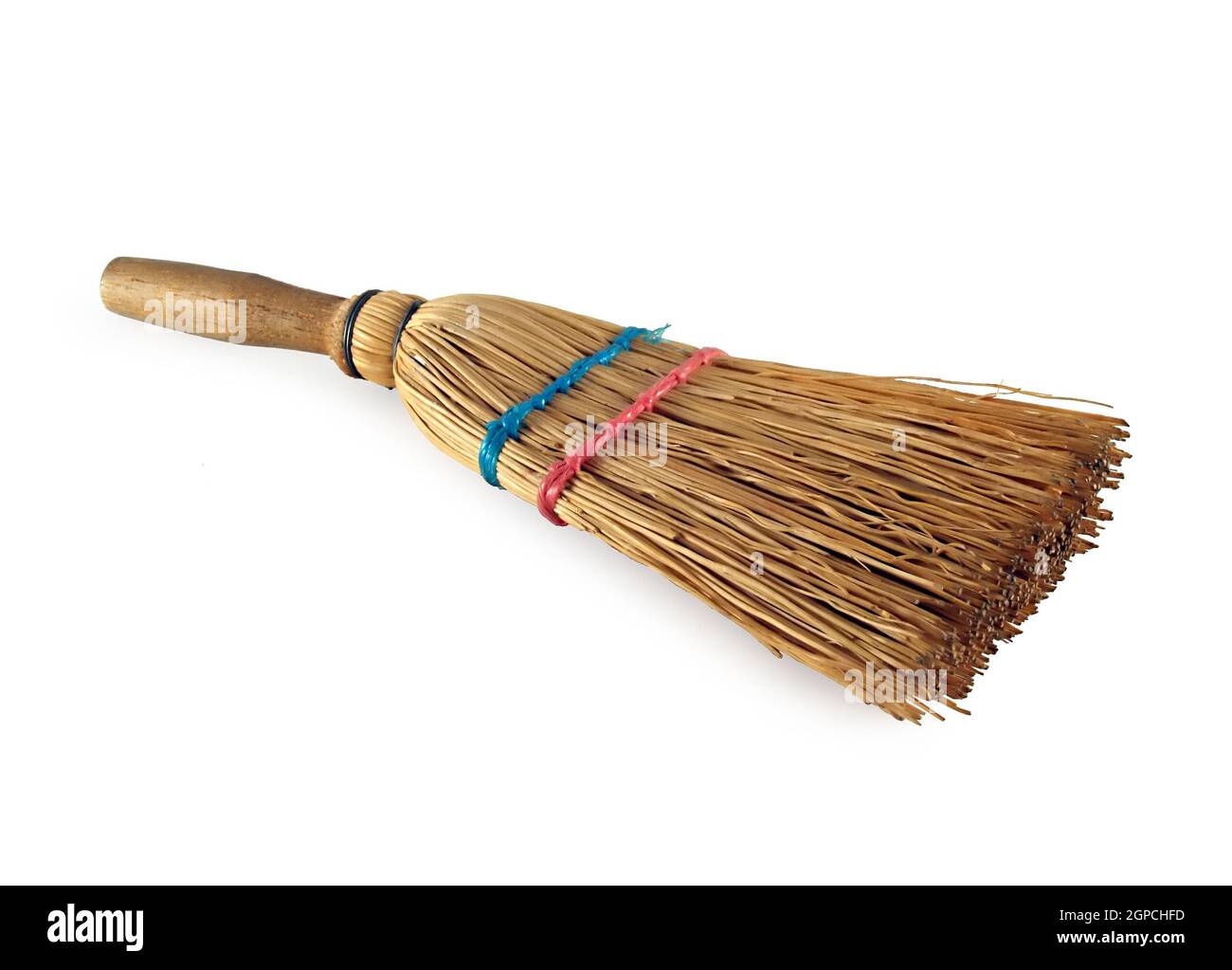 Short sweep traditional broom over white background Stock Photo - Alamy