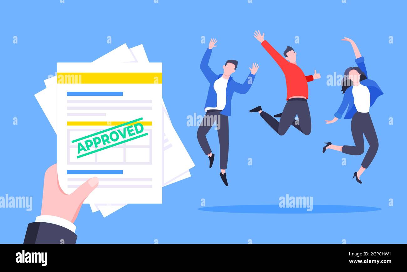 Job or university acceptance approve letter with paper sheets document ...