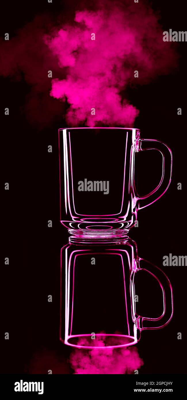 Just a glass on a black background with a reflection. Red color, with ...