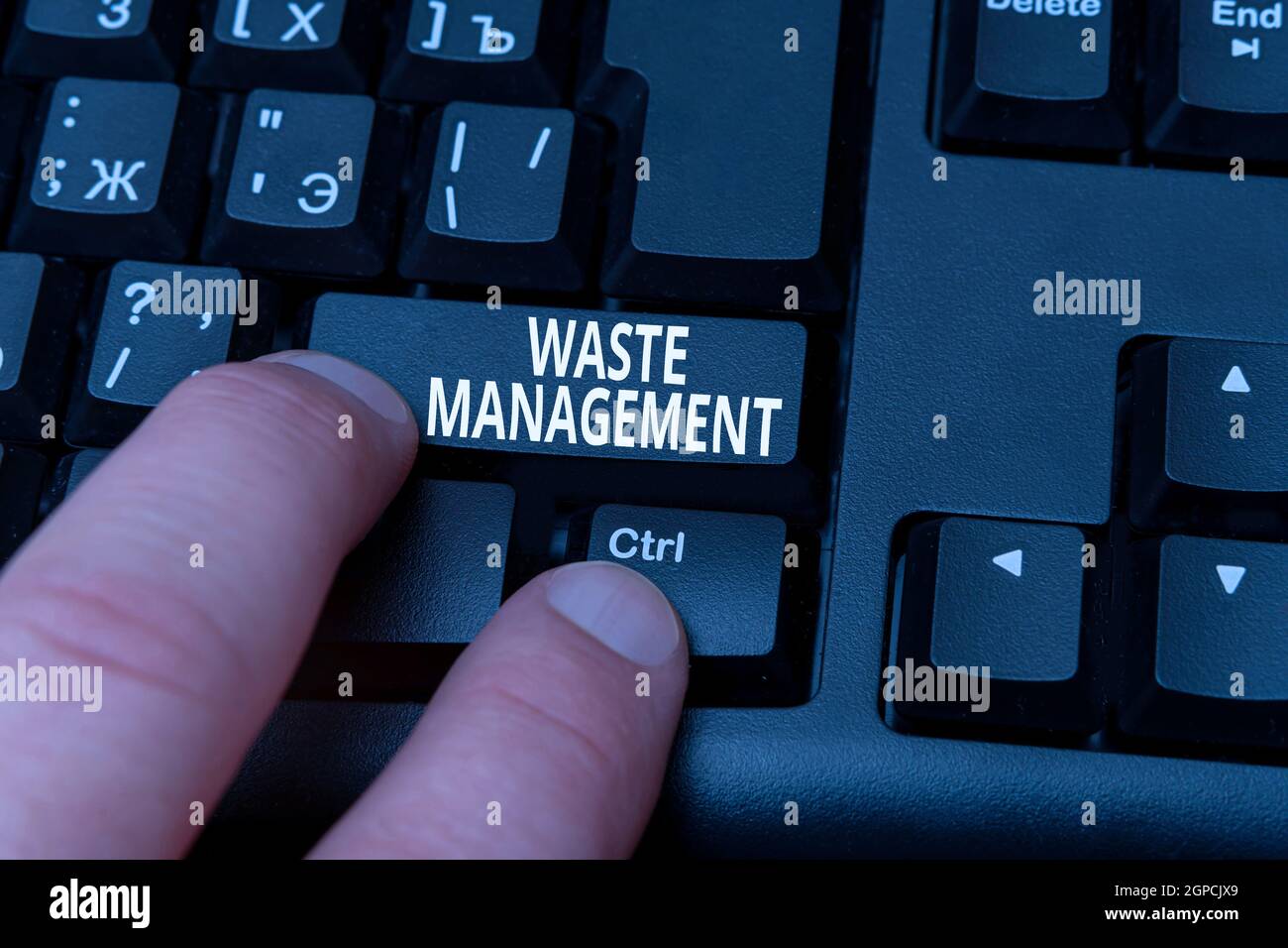 Hand writing sign Waste Management. Concept meaning actions required ...