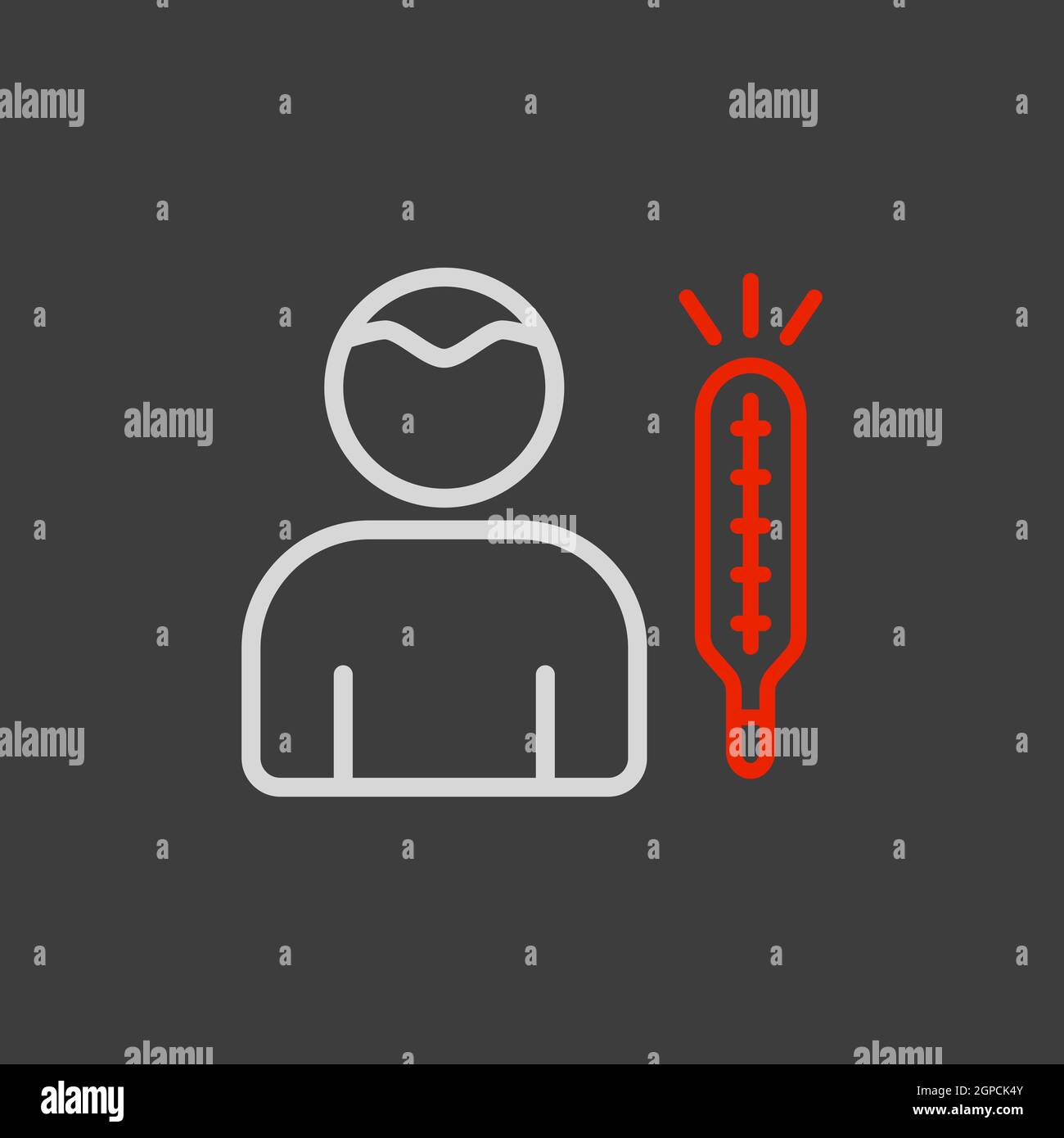 Fever High temperature vector icon. Covid sign. Graph symbol for ...