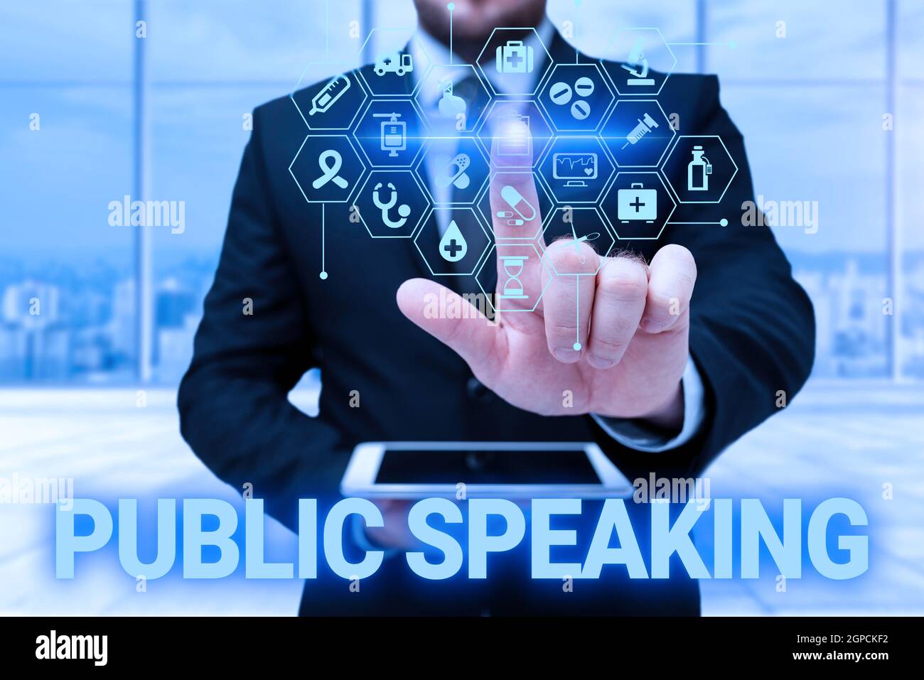 Hand writing sign Public Speaking. Word Written on talking showing ...
