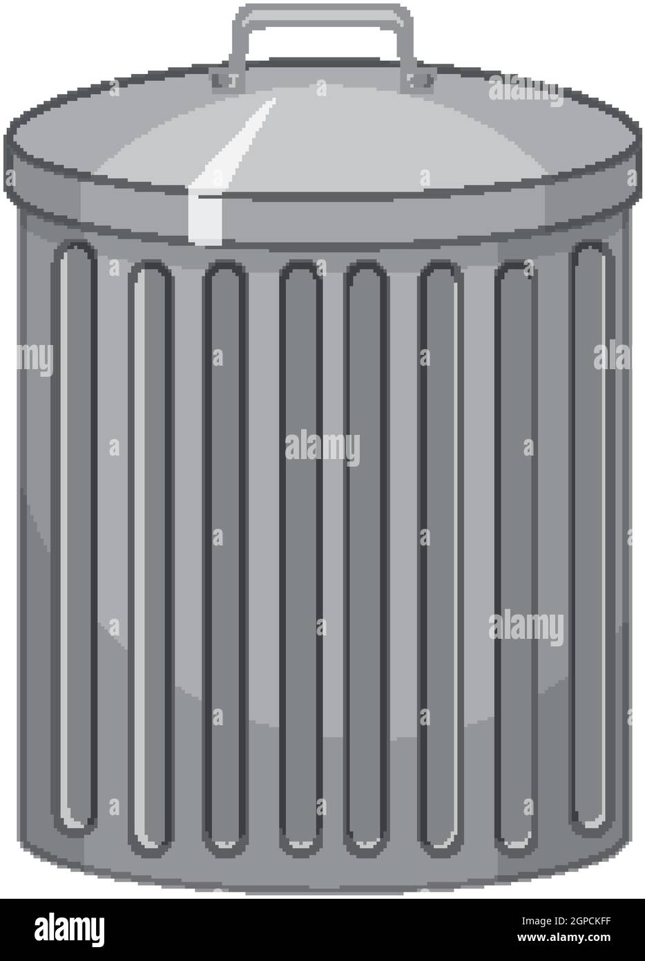 Trash can in cartoon style on white background illustration Stock ...