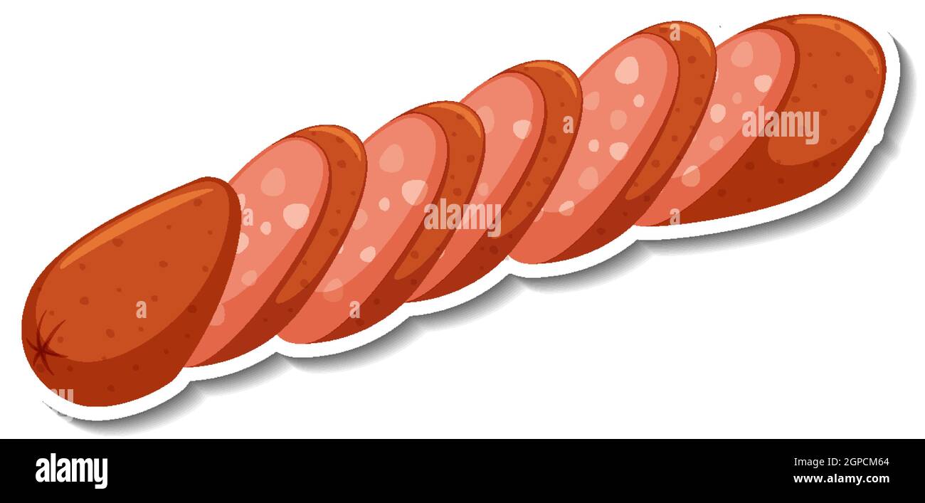 Salami sausage sticker on white background illustration Stock Vector ...
