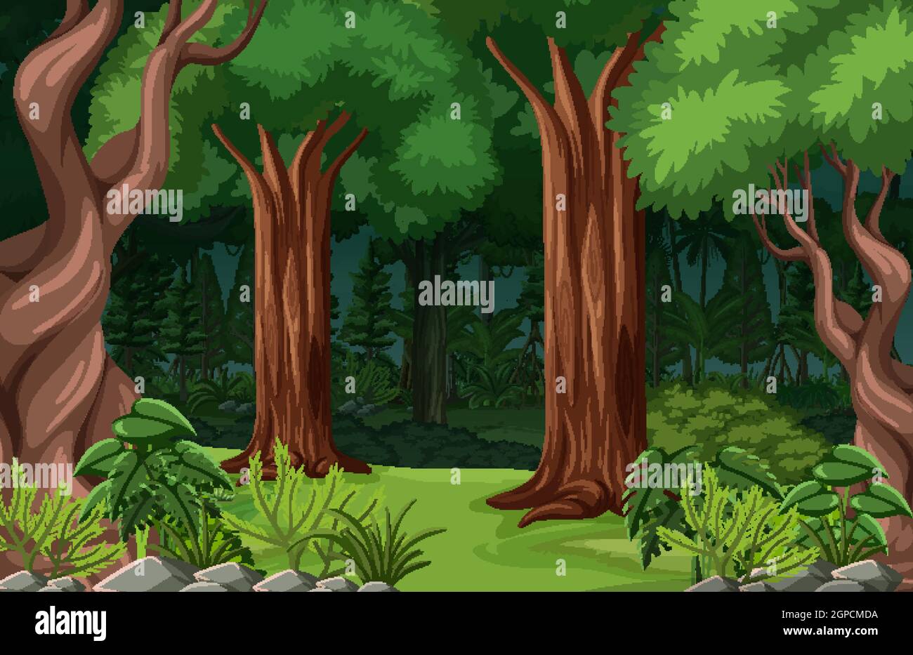 Tropical forest landscape background illustration Stock Vector Image ...