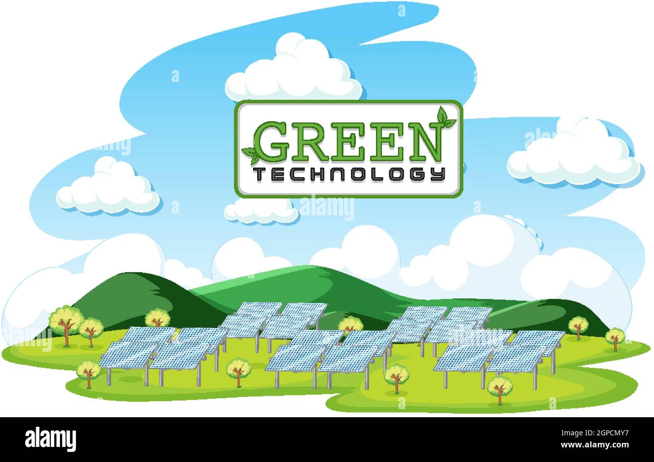 Green energy generated by solar panel illustration Stock Vector Image ...